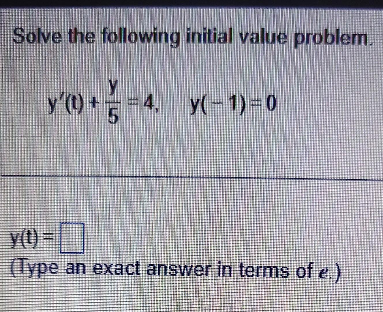Solved Solve the following initial value problem. | Chegg.com