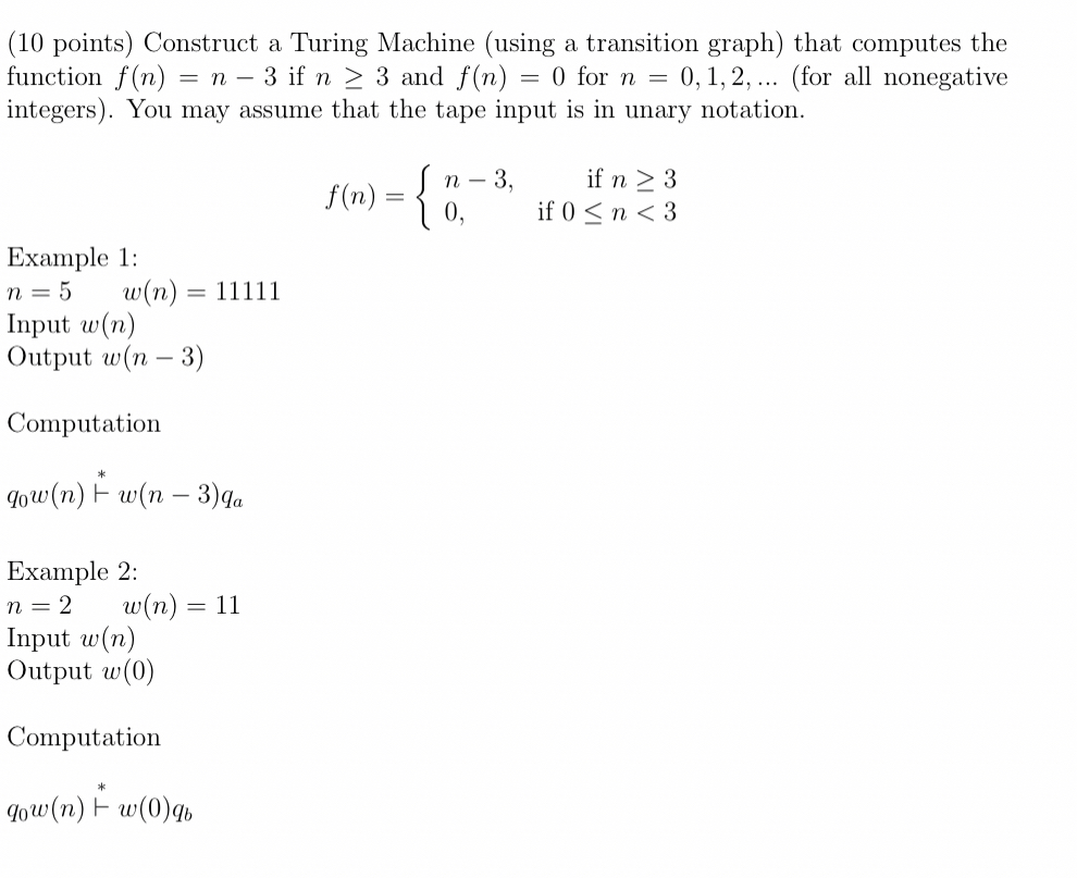 Solved (10 ﻿points) ﻿Construct a Turing Machine (using a | Chegg.com