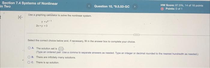 Use a graphing calculator to solve the nonlinear | Chegg.com