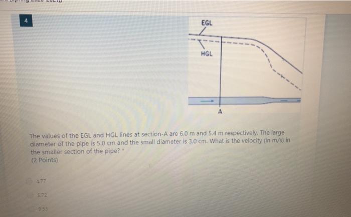 Solved *** EGL HGL The values of the EGL and HGL lines at | Chegg.com