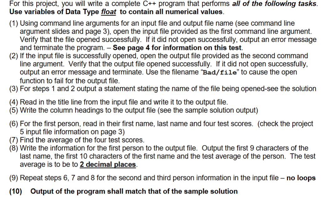 Solved For this project, you will write a complete C++ | Chegg.com