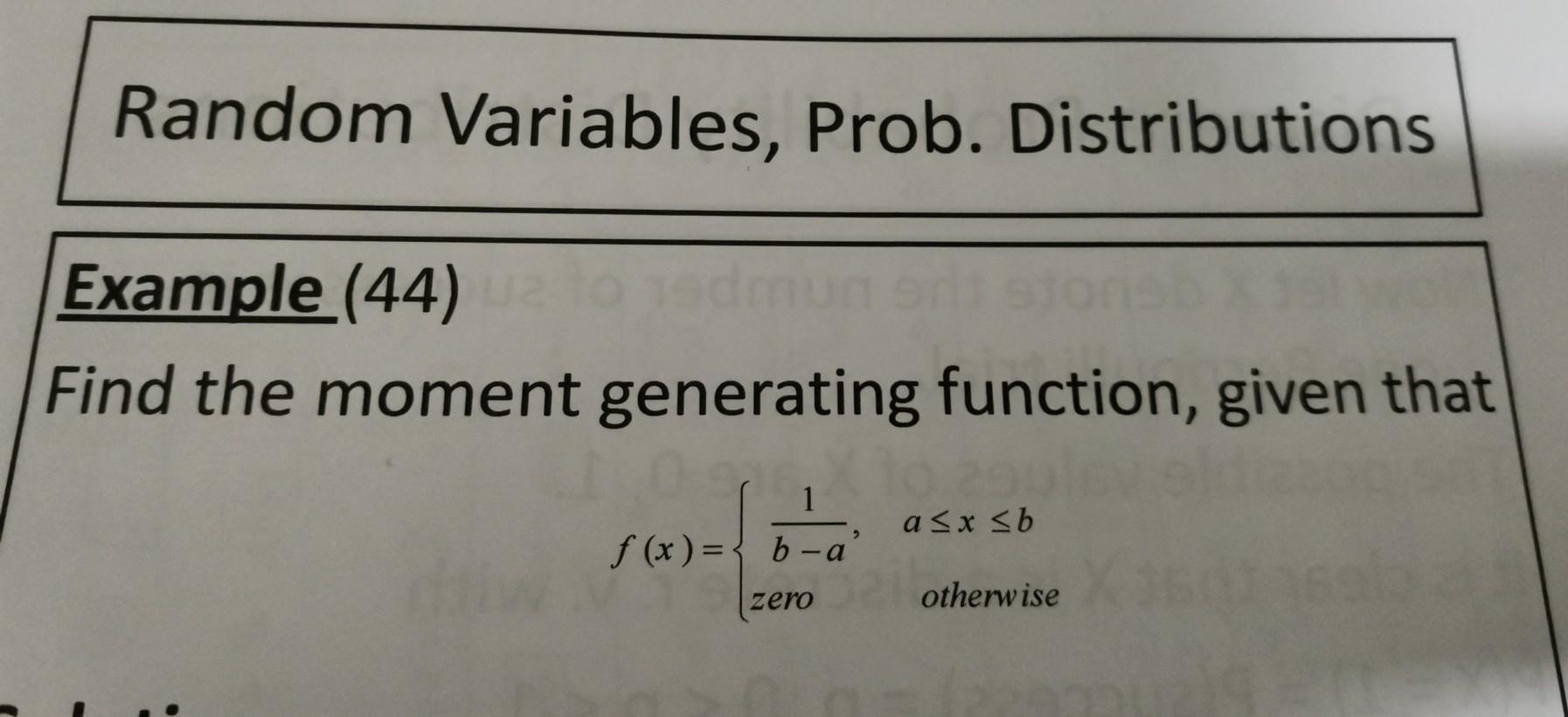 Solved Random Variables, Prob. Distributions Example (44) | Chegg.com