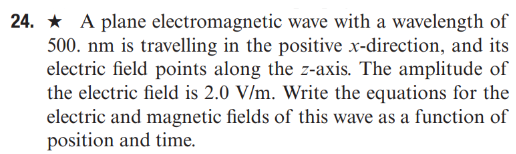 A plane electromagnetic wave with a wavelength | Chegg.com