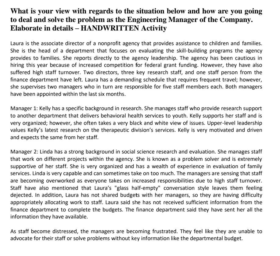 Solved What is your view with regards to the situation below | Chegg.com