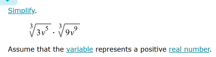 Solved Simplify.3v53*9v93Assume that the variable represents | Chegg.com