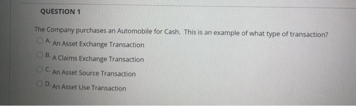 Solved QUESTION 1 The Company purchases an Automobile for | Chegg.com