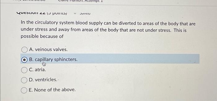 Solved In the circulatory system blood supply can be | Chegg.com