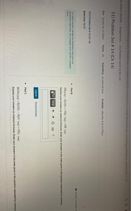 Solved M-3A-81061-2020FA Assignments 511 Problem Set 14 (Ch | Chegg.com