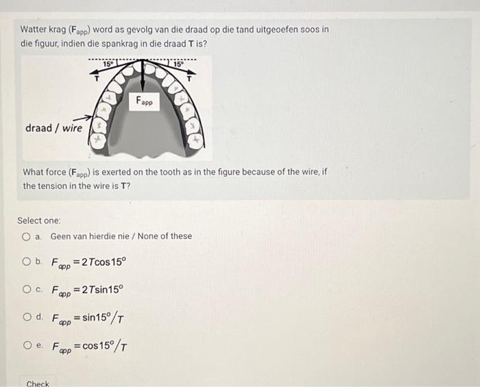 Solved Watter krag (Fapp) word as gevolg van die draad op | Chegg.com