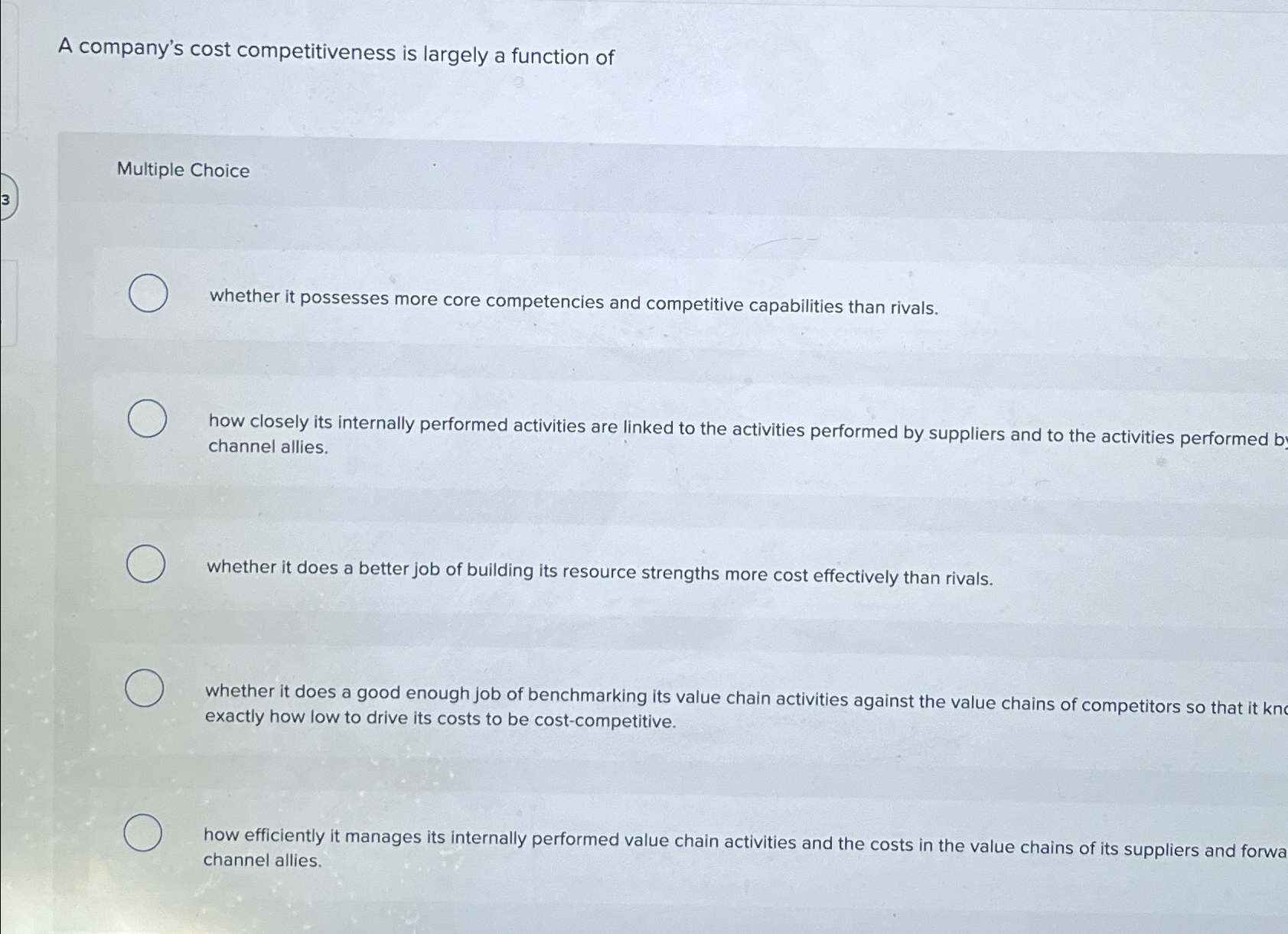 Solved A company's cost competitiveness is largely a | Chegg.com