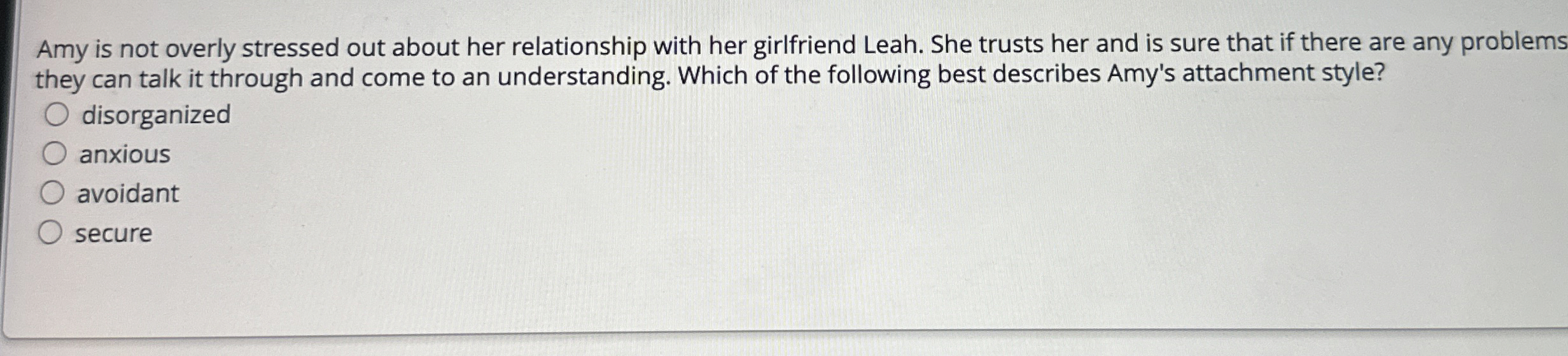 Solved Amy is not overly stressed out about her relationship | Chegg.com