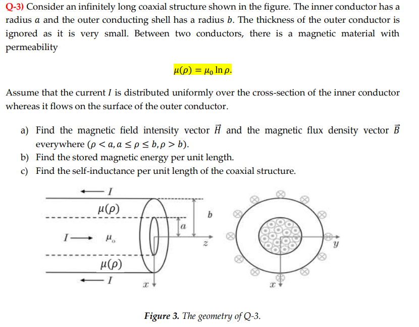 Solved Q-3) ﻿Consider an infinitely long coaxial structure | Chegg.com