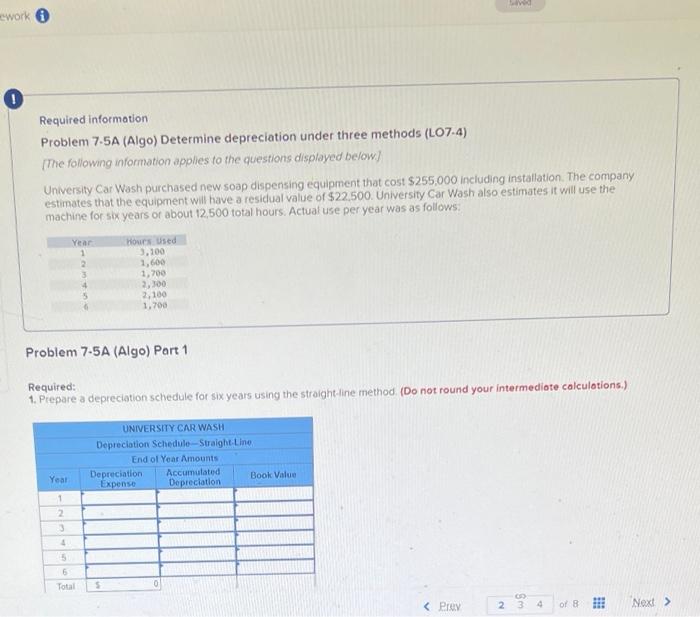 Solved Required information Problem 7.5A (Algo) Determine | Chegg.com