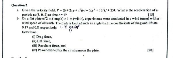 Solved a. Given the velocity field: | Chegg.com