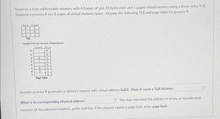 Solved Suppose a byte-addressable memory with 4 frames of | Chegg.com