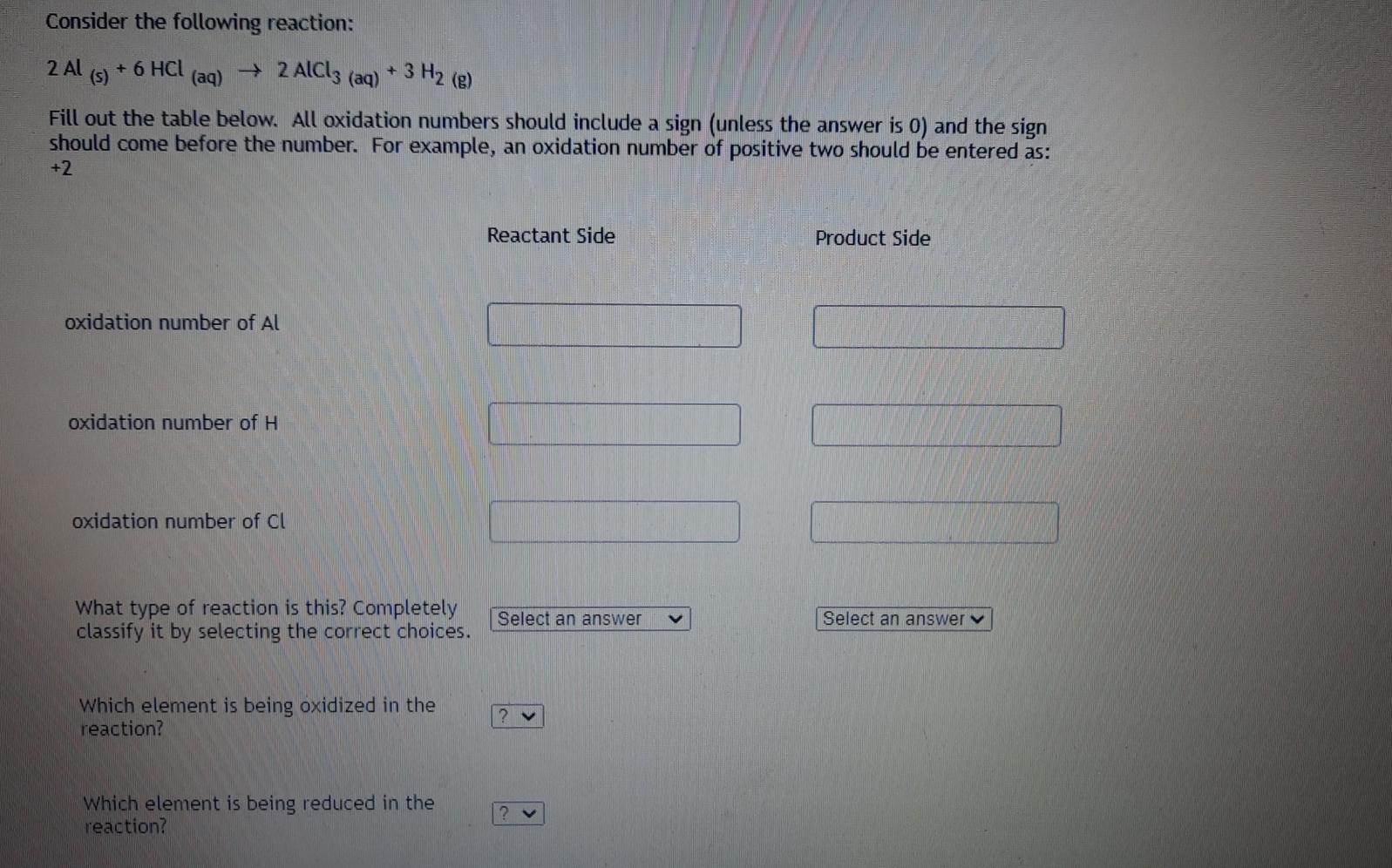 Solved Consider the following reaction: 2 AL (s) + 6 HCL | Chegg.com