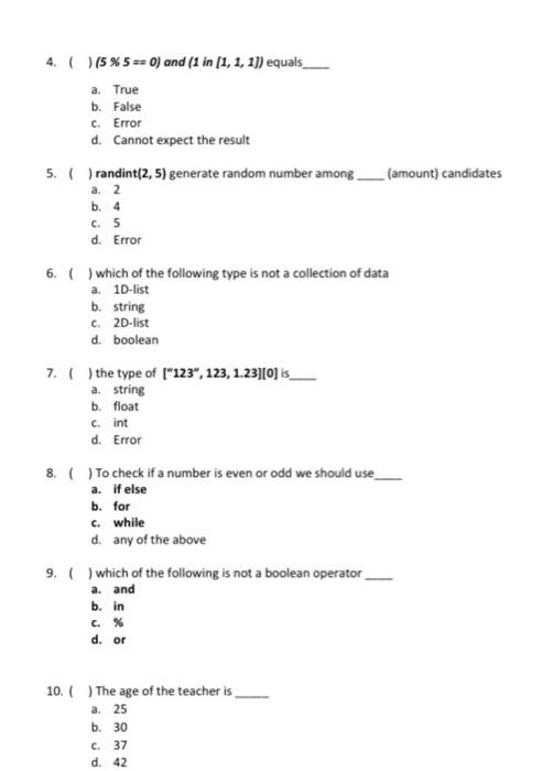 Solved Multiple-choice (A,B,C or D)(2′×10) 1. ( ) Hello will | Chegg.com