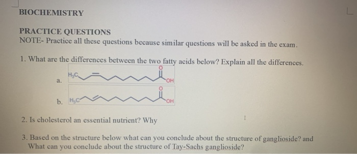 Solved BIOCHEMISTRY PRACTICE QUESTIONS NOTE- Practice all | Chegg.com