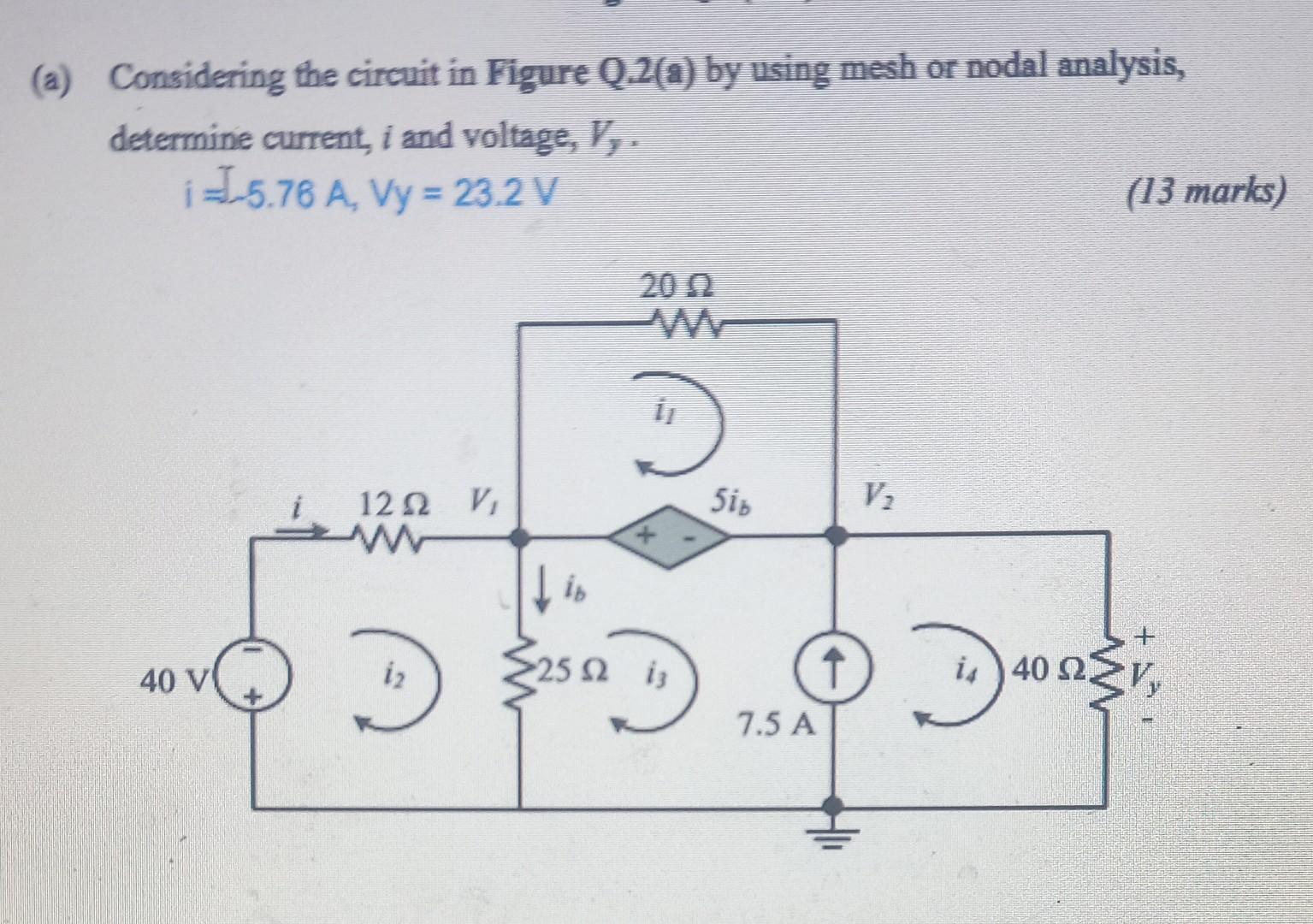 Solved (a) Considering the circuit in Figure Q.2(a) by using | Chegg.com