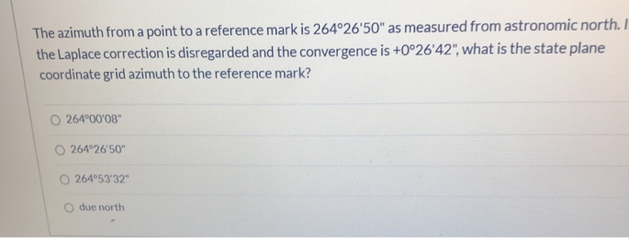 Solved The azimuth from a point to a reference mark is | Chegg.com