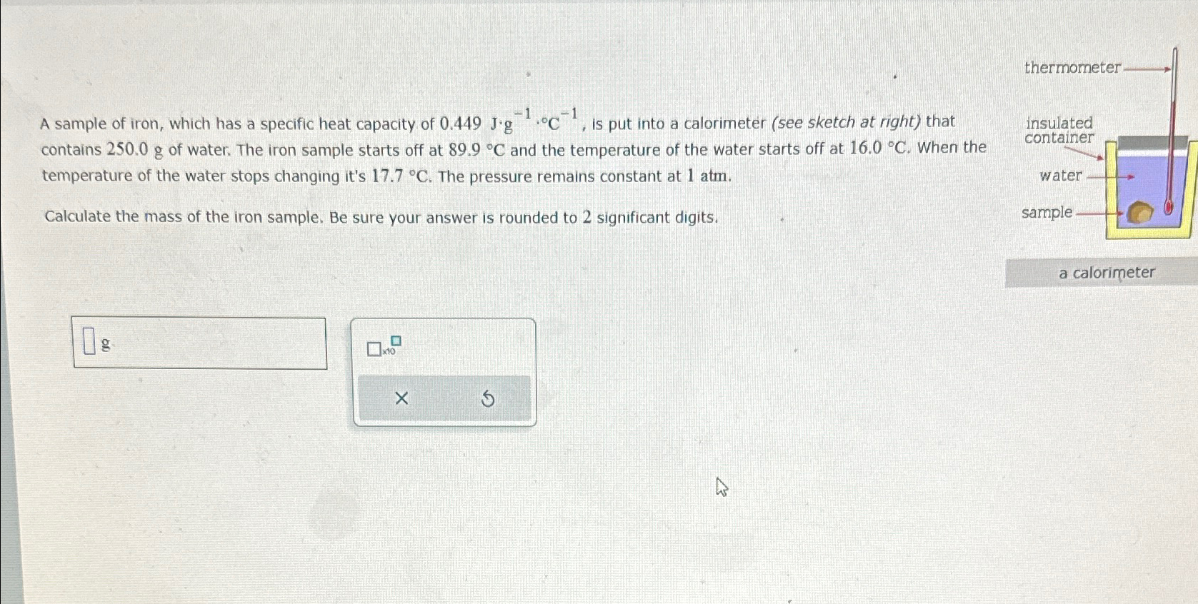 A sample of iron, which has a specific heat capacity | Chegg.com