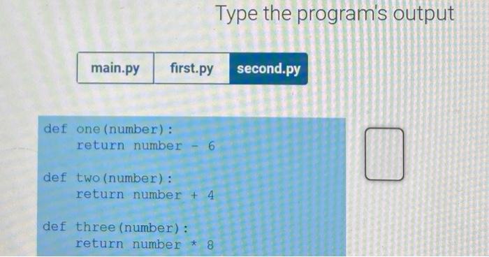Solved import first def one (number): return number ⋆⋆2 def | Chegg.com
