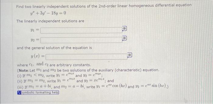 Solved Find two linearly independent solutions of the 2 | Chegg.com