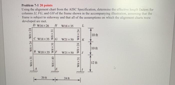Solved Problem 7-1 20 points Using the alignment chart from | Chegg.com