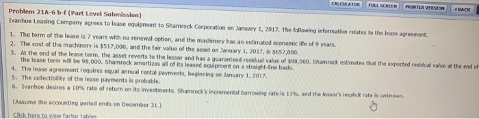 Solved LLULATOR POLL REN T ER VERSION TRACK Problem 21A-6 | Chegg.com