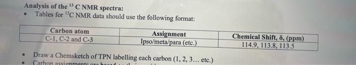 Solved Tables for 13C NMR data should use the following | Chegg.com
