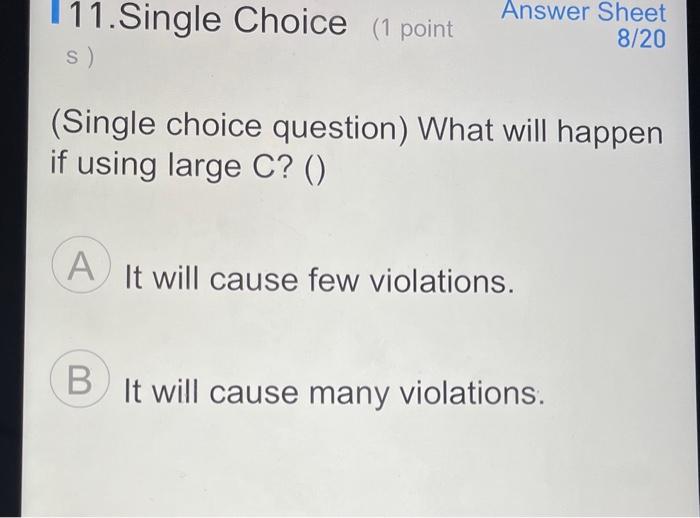 Solved 111 s) (1 point Answer Sheet (Single choice question) | Chegg.com