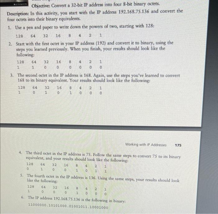 Solved Objective: Convert a 32-bit IP address into four | Chegg.com