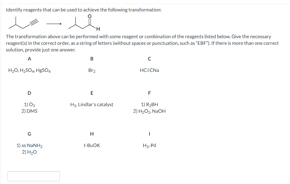 Solved identify reagents that can be ﻿used to ﻿achieve the | Chegg.com