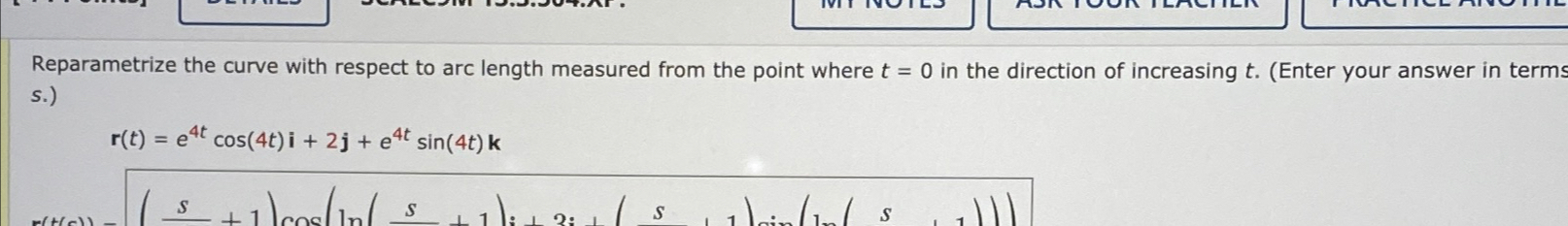 Solved Reparametrize the curve with respect to arc length | Chegg.com