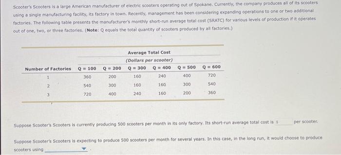 Solved Scooter's Scooters is a large American manufacturer | Chegg.com