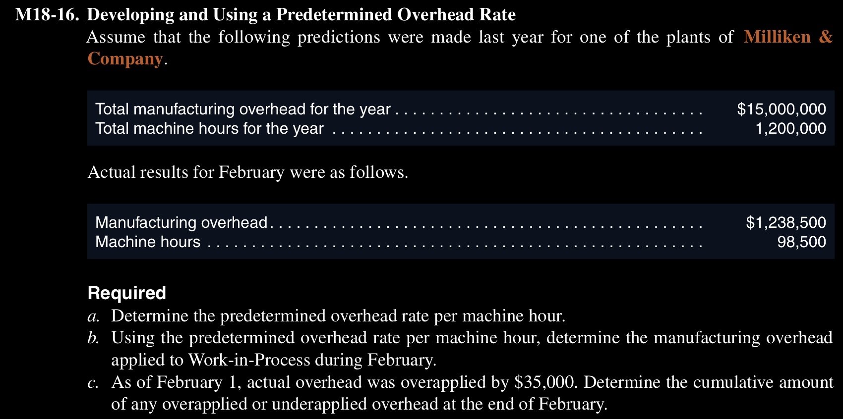 Solved M18-16. ﻿Developing and Using a Predetermined | Chegg.com
