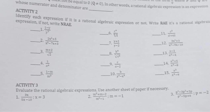 Solved Identify each expression if it is a rational | Chegg.com
