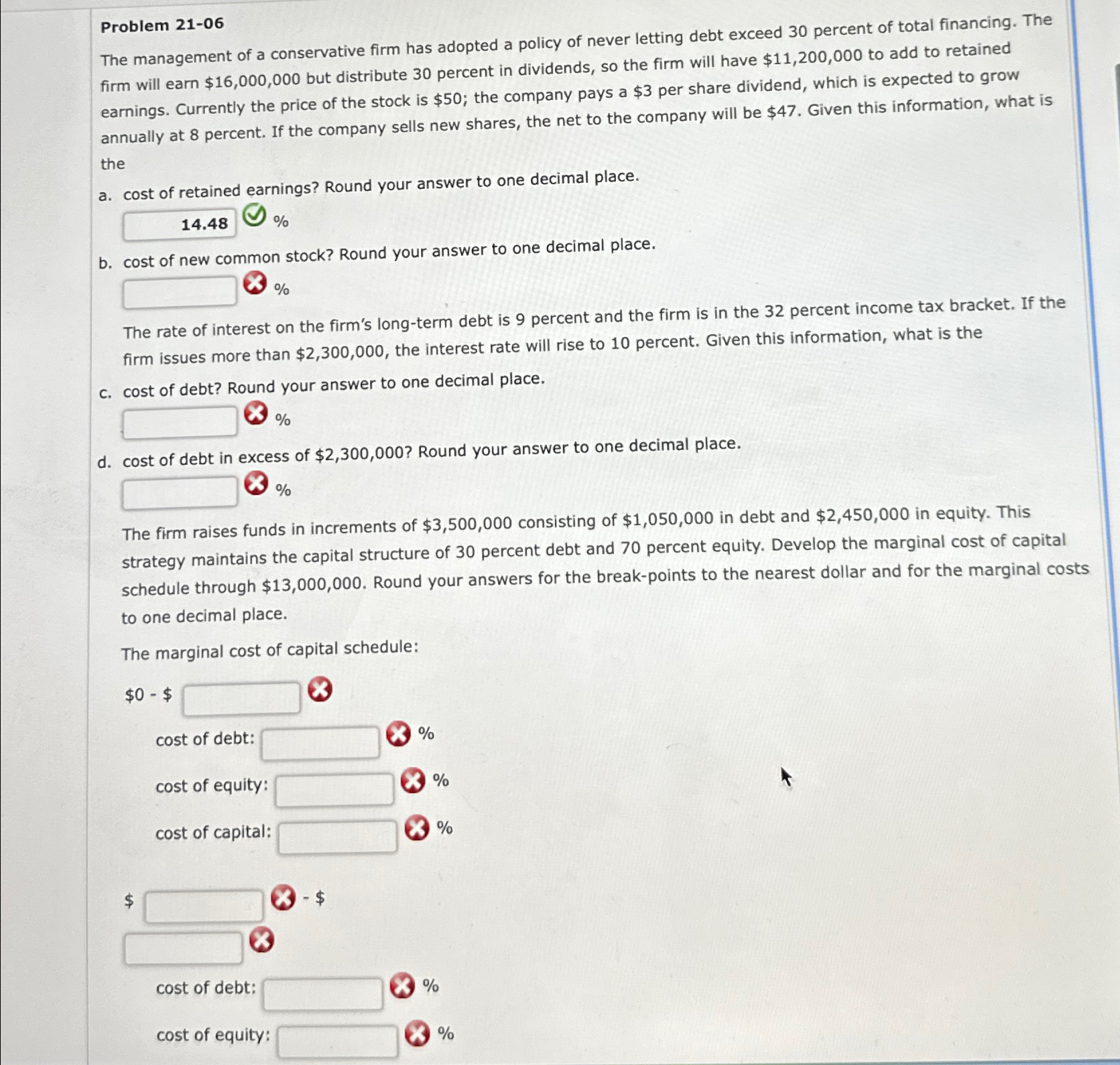 Solved Problem 21-06The management of a conservative firm | Chegg.com