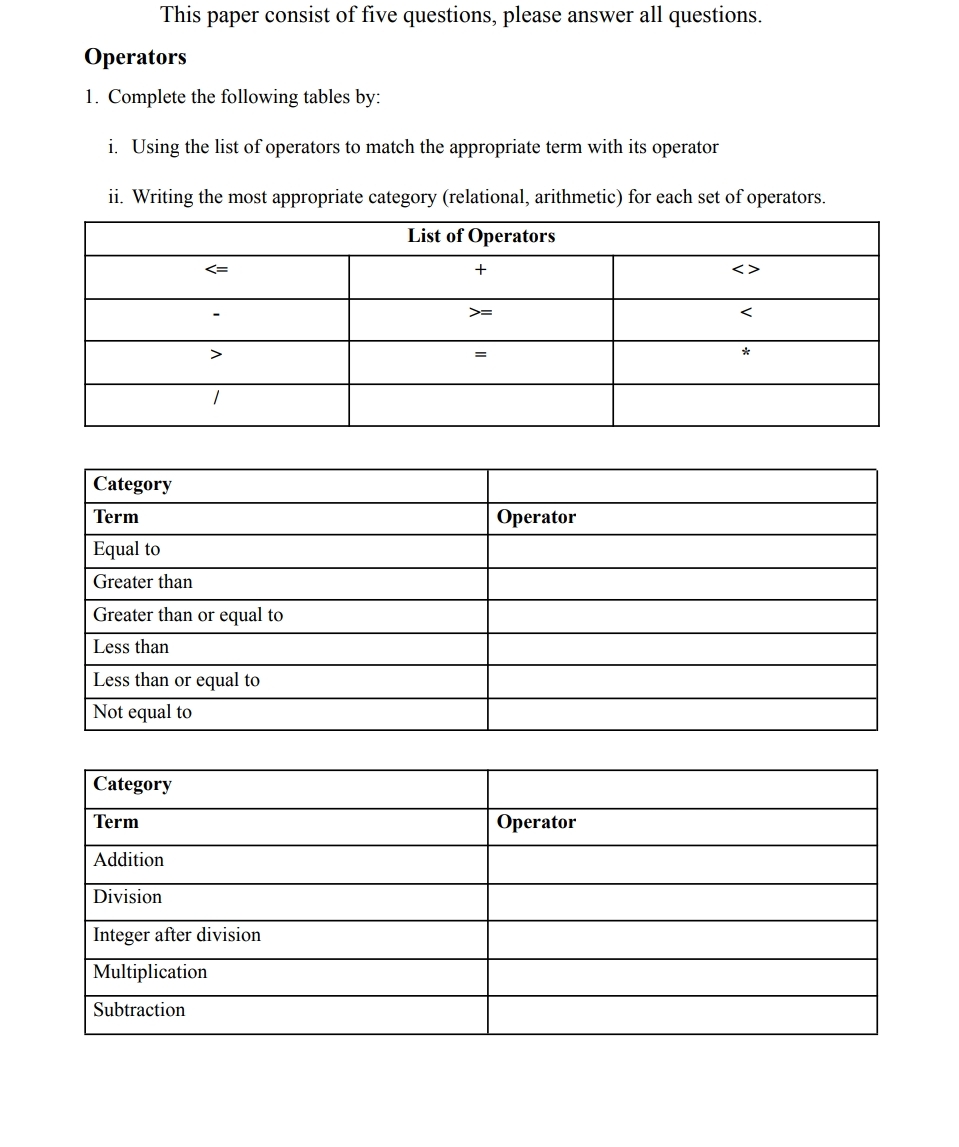Solved This paper consist of five questions, please answer | Chegg.com
