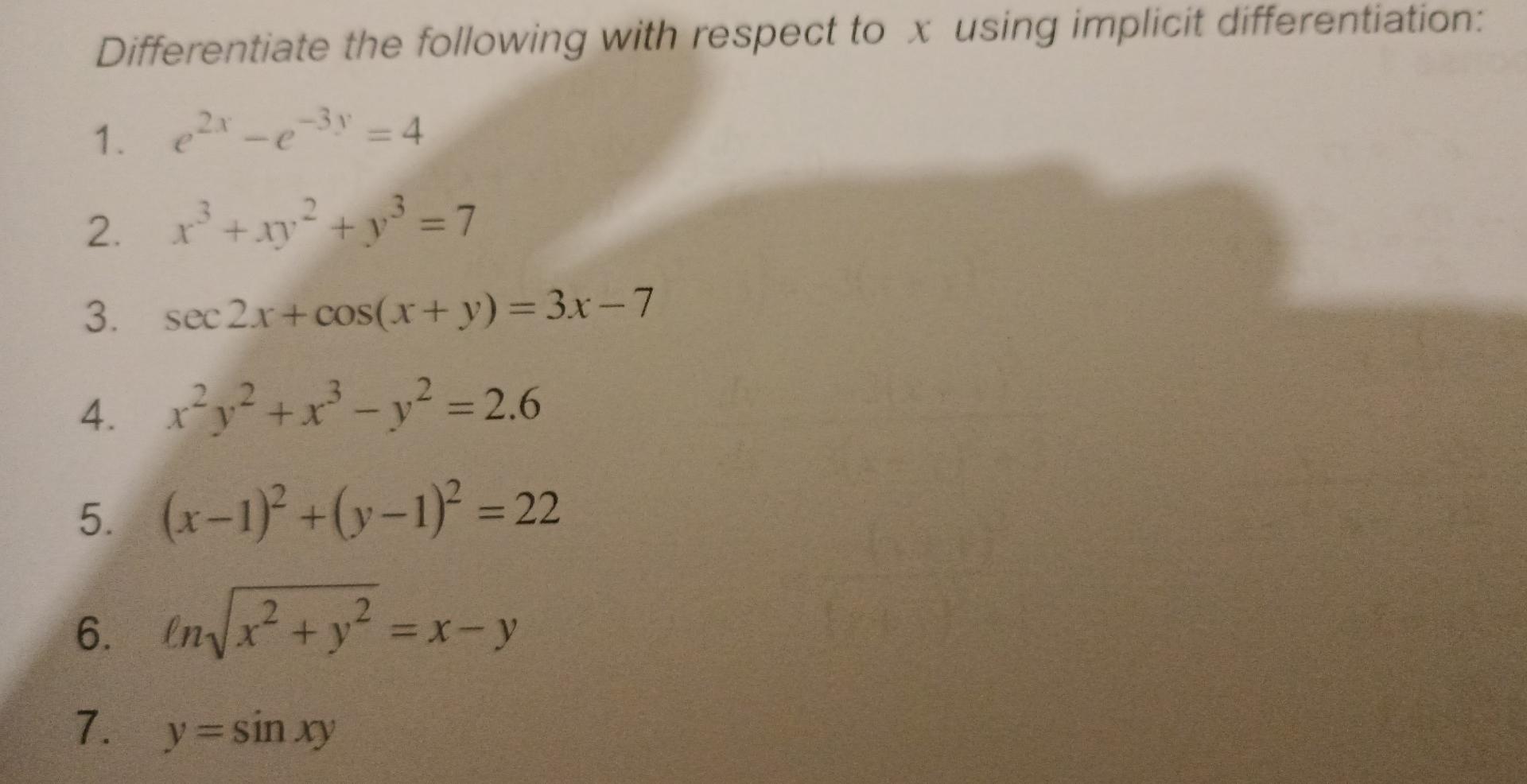 Solved Differentiate the following with respect to x using | Chegg.com