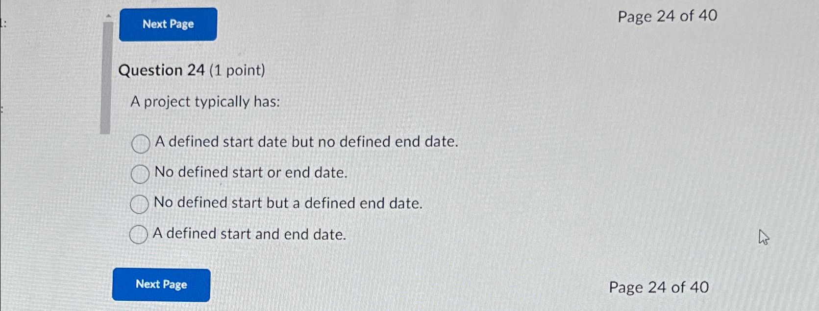 Solved Page 24 ﻿of 40Question 24 (1 ﻿point)A project | Chegg.com