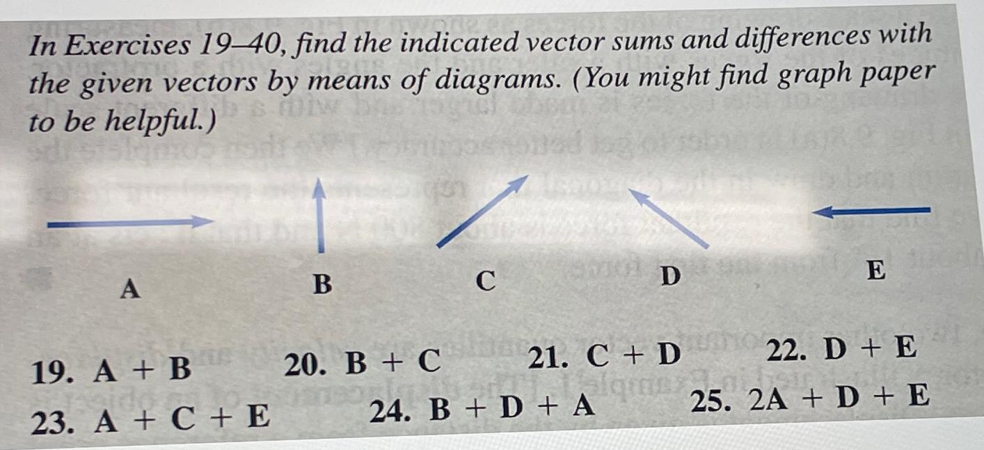 In Exercises 19-40, ﻿find the indicated vector sums | Chegg.com