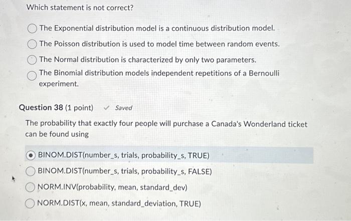 Solved Which statement is not correct? The Exponential | Chegg.com