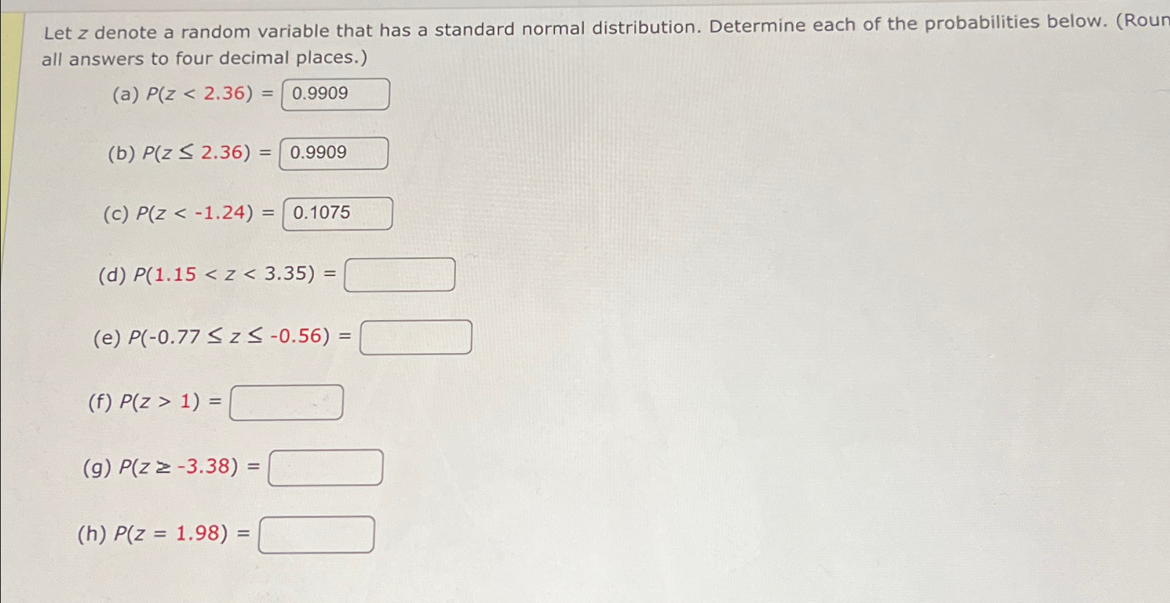 Solved Let z ﻿denote a random variable that has a standard | Chegg.com