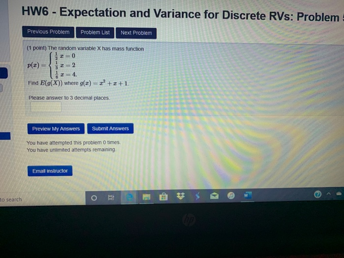 Solved HW6 - Expectation and Variance for Discrete RVs: | Chegg.com