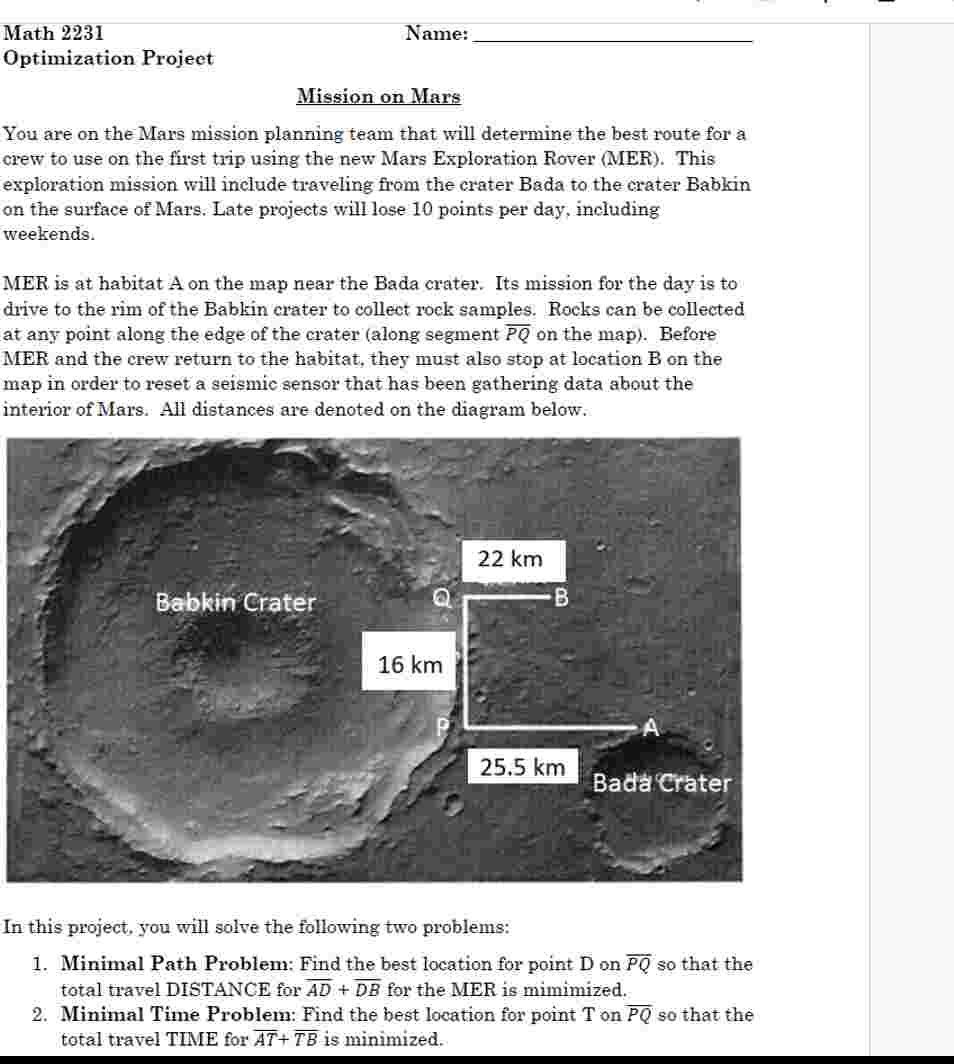 Solved Math 2231Name: \( \qquad \) ﻿Optimization | Chegg.com
