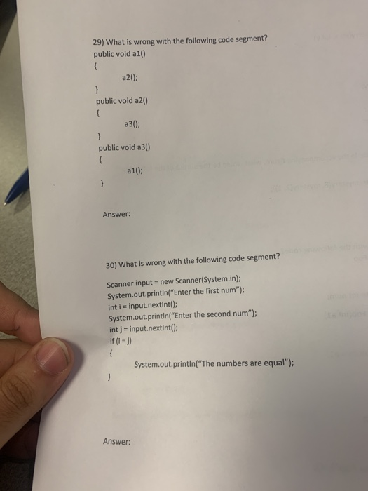 Solved 29) What is wrong with the following code segment? | Chegg.com