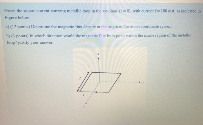 Solved Given the square current-carrying metallic loop in | Chegg.com
