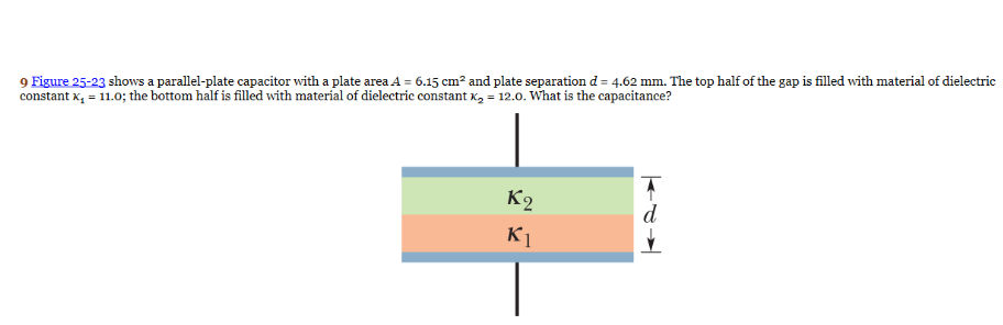 Solved 9 ﻿Figure 25-23 ﻿shows a parallel-plate capacitor | Chegg.com