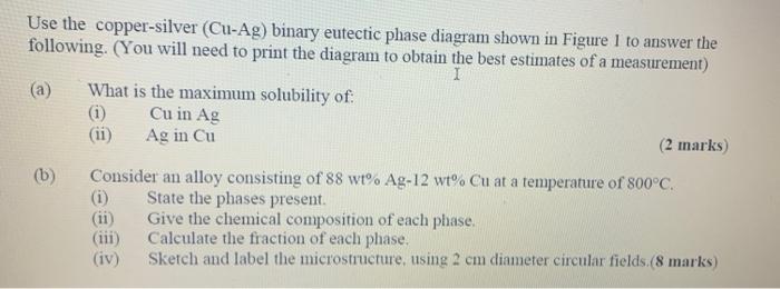 Solved Use the copper-silver (Cu-Ag) binary eutectic phase | Chegg.com